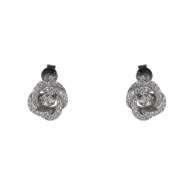Серьги пусеты ЗлатаМира, серебро, 925 проба, фианит