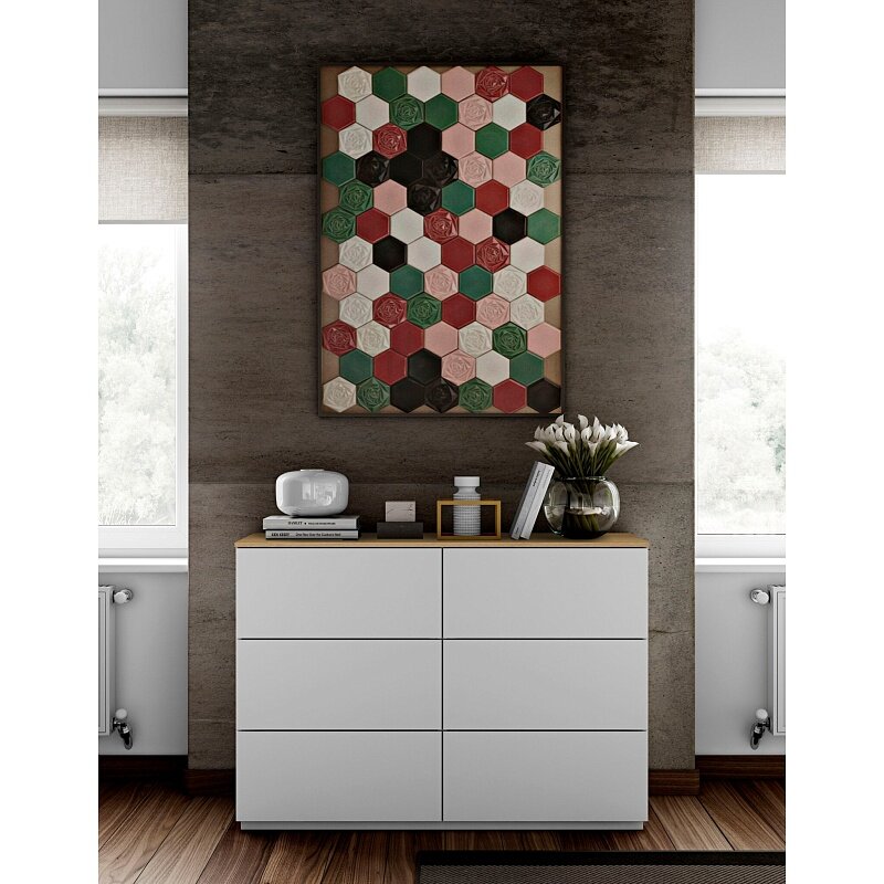 Комод МебельЛэнд24 Солт - 7 Береза 120x50x84 белый с 6 ящиками