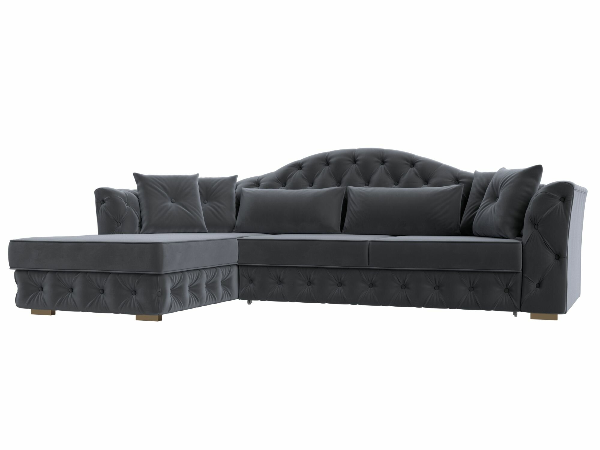 Диван угловой Артис левый угол, велюр серый