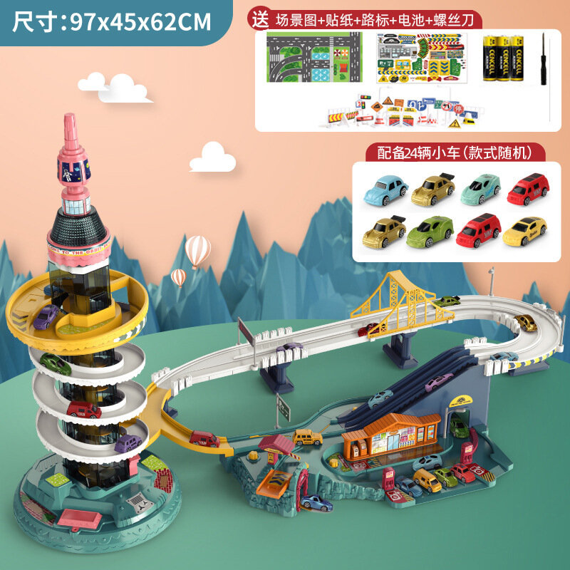 Детская электрическая трасса с колесом обозрения, городская автомагистраль, комбо с динозаврами, приключенческая парковка, игрушка