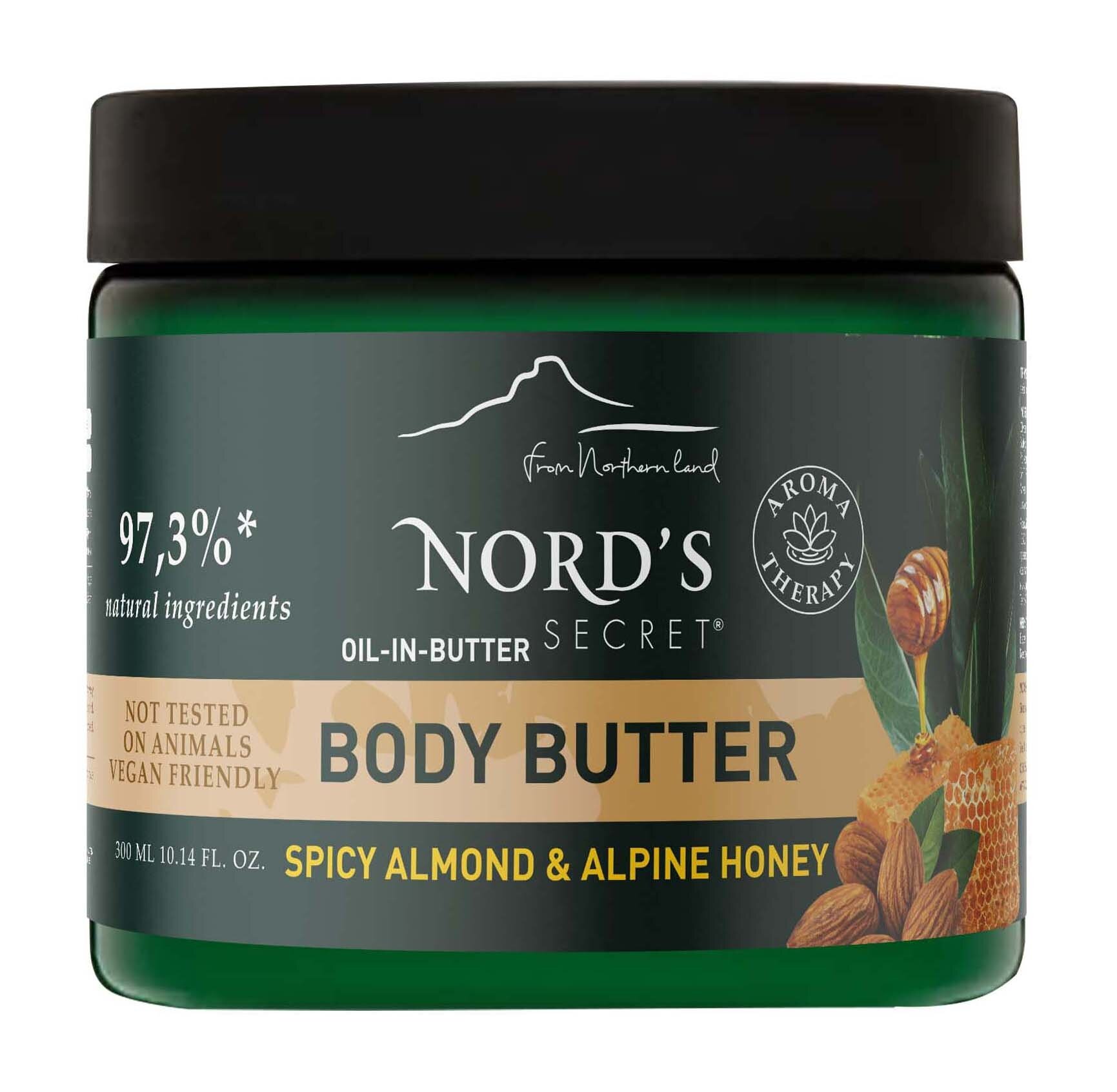 NORDS SECRET Масло взбитое для тела с эфирным маслом "Пряный миндаль и Альпийский мед" увлажняющее, 300 мл