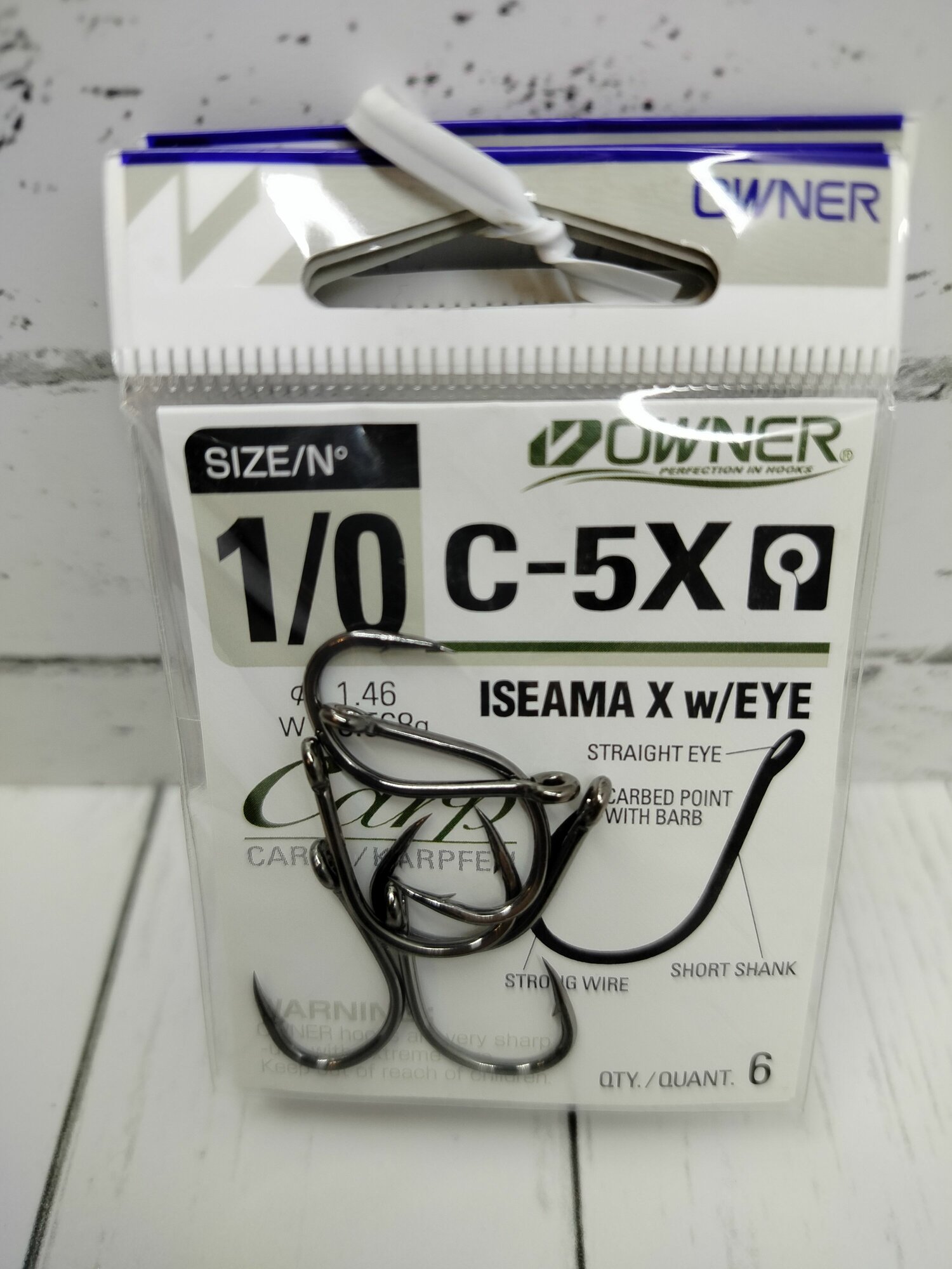 OWNER Крючок рыболовный С-5Х №1/0-5уп (30шт)ISEАMА X w/EYE