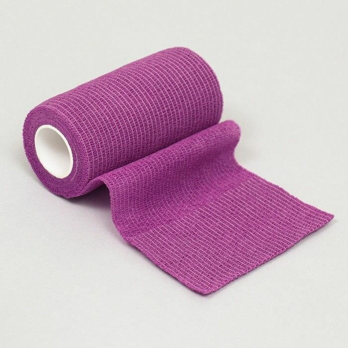 Бинт самофиксирующийся КНР 10 см, максимальная растяжимость 4,5 м, фиолетовый