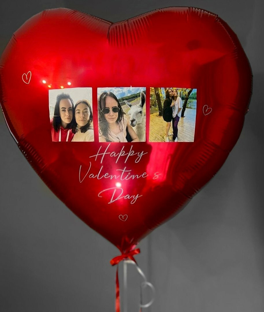 Большое фольгированное сердце с фото и надписью «В объятиях воспоминаний»