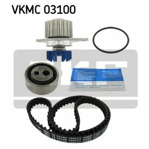 Комплект (ремень + ролик + водяной насос + 2 болта) SKF VKMC03100