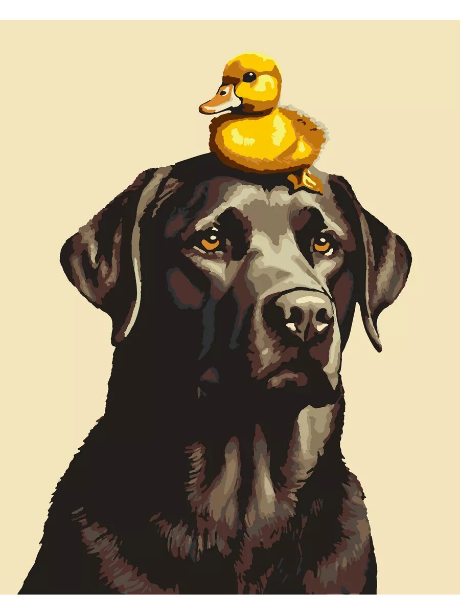 Картина по номерам Лабрадор и Утка 40х50 см Холст на Подрамнике