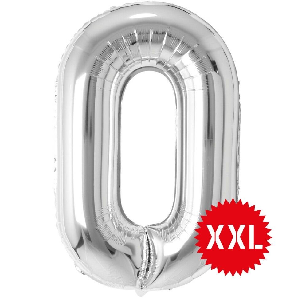 Шар (50'/127 см) Цифра, 0 Гигант, Серебро, 1 шт. в упак.