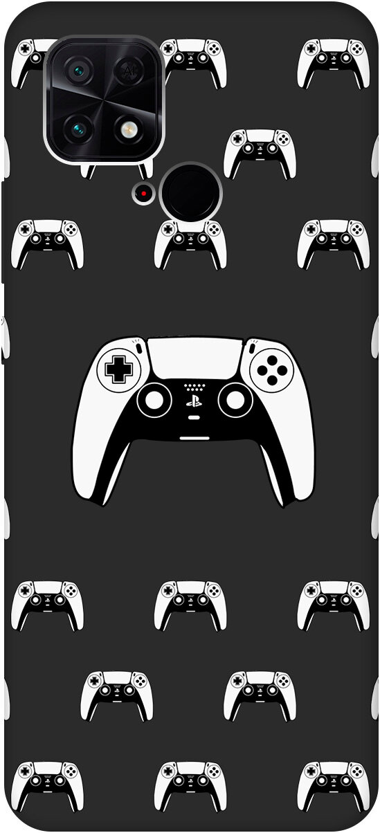 Матовый чехол Controller Pattern для Xiaomi Poco C40 / Сяоми Поко С40 с 3D эффектом черный