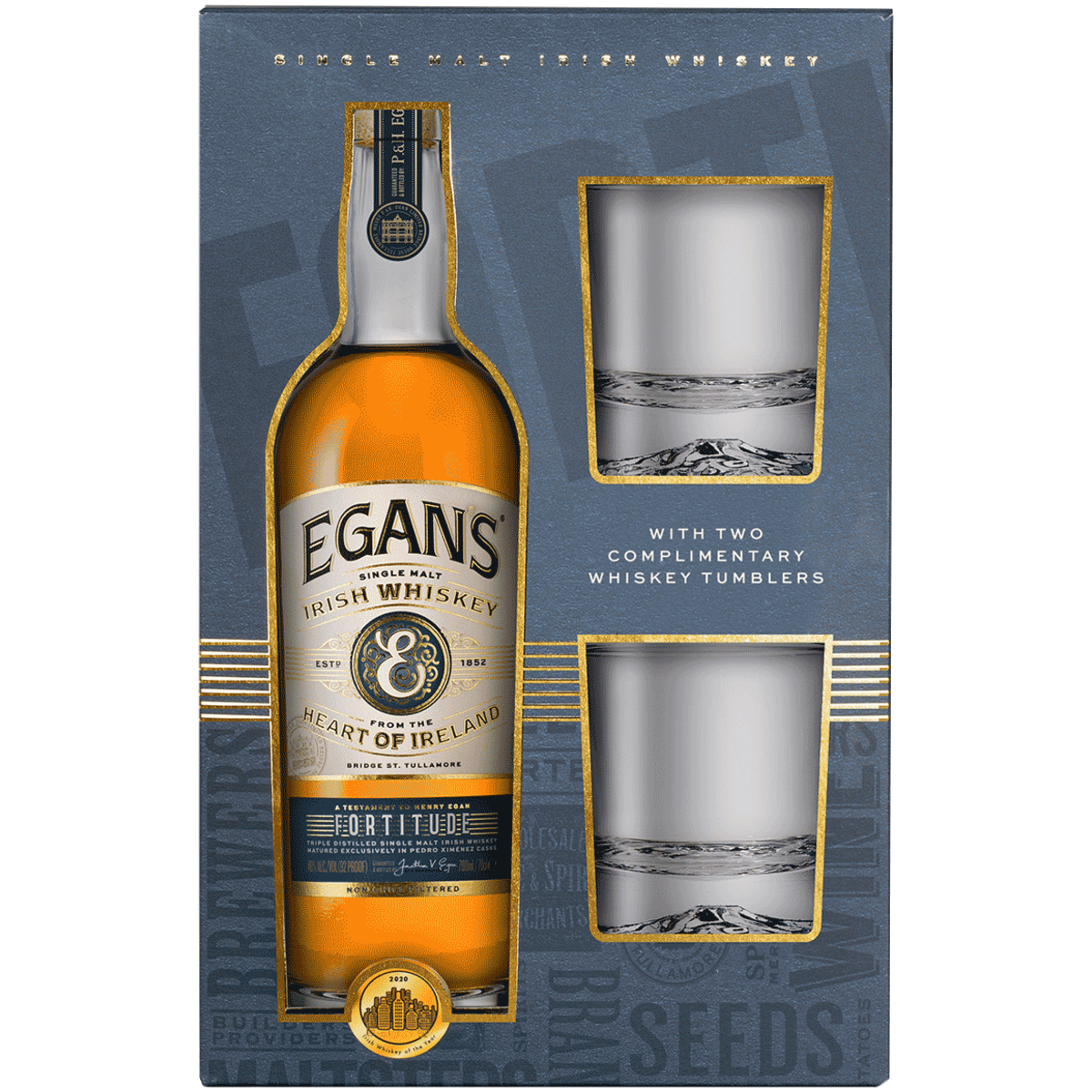 Виски Egan's Fortitude 0,7 л в подарочной упаковке + 2 стакана