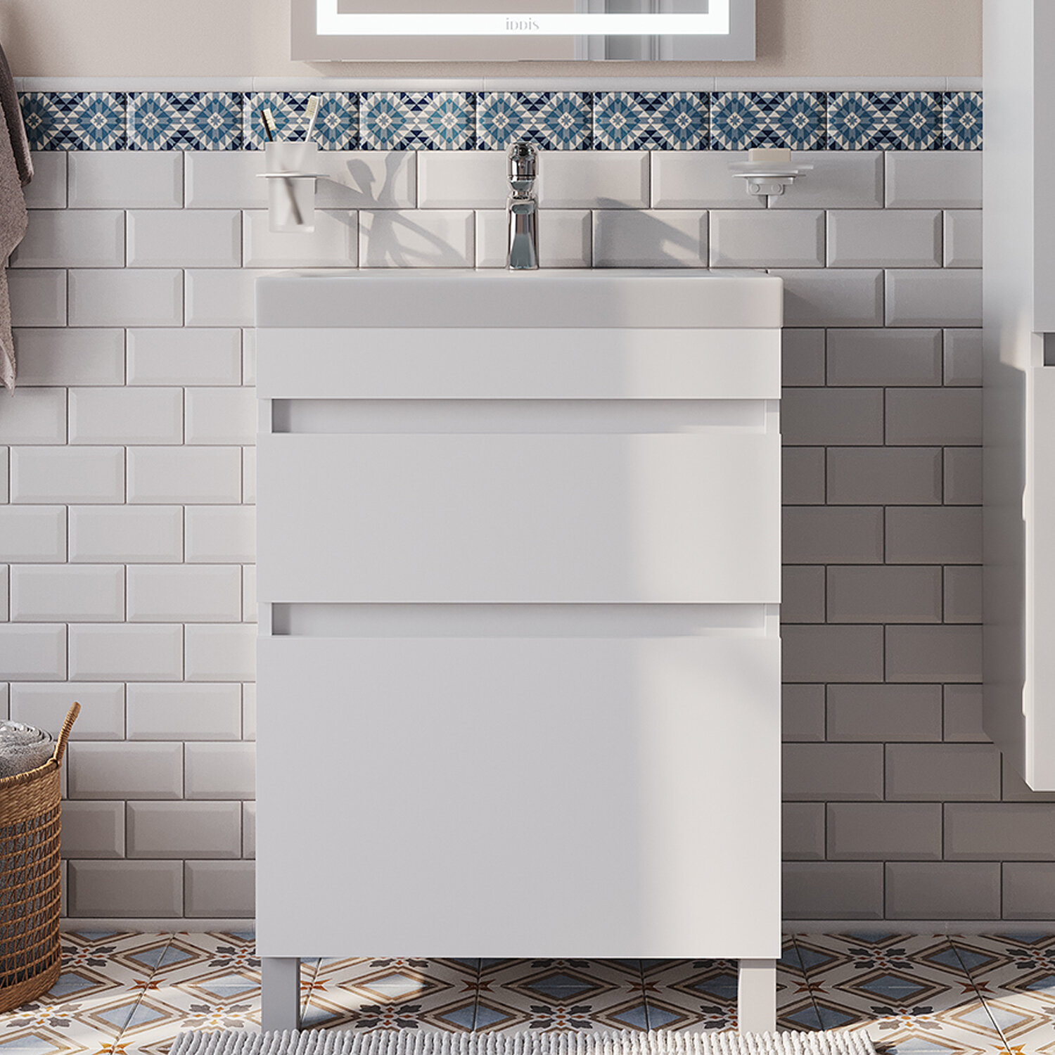 Тумба с раковиной напольная IDDIS Zodiac ZOD6CBFi95K с ящиками белая 60 см