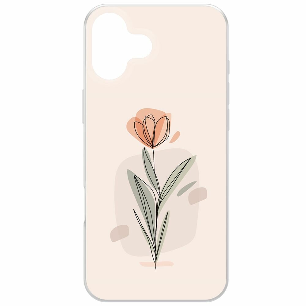 Чехол-накладка Krutoff Clear Case Тюльпан для iPhone 16 Plus