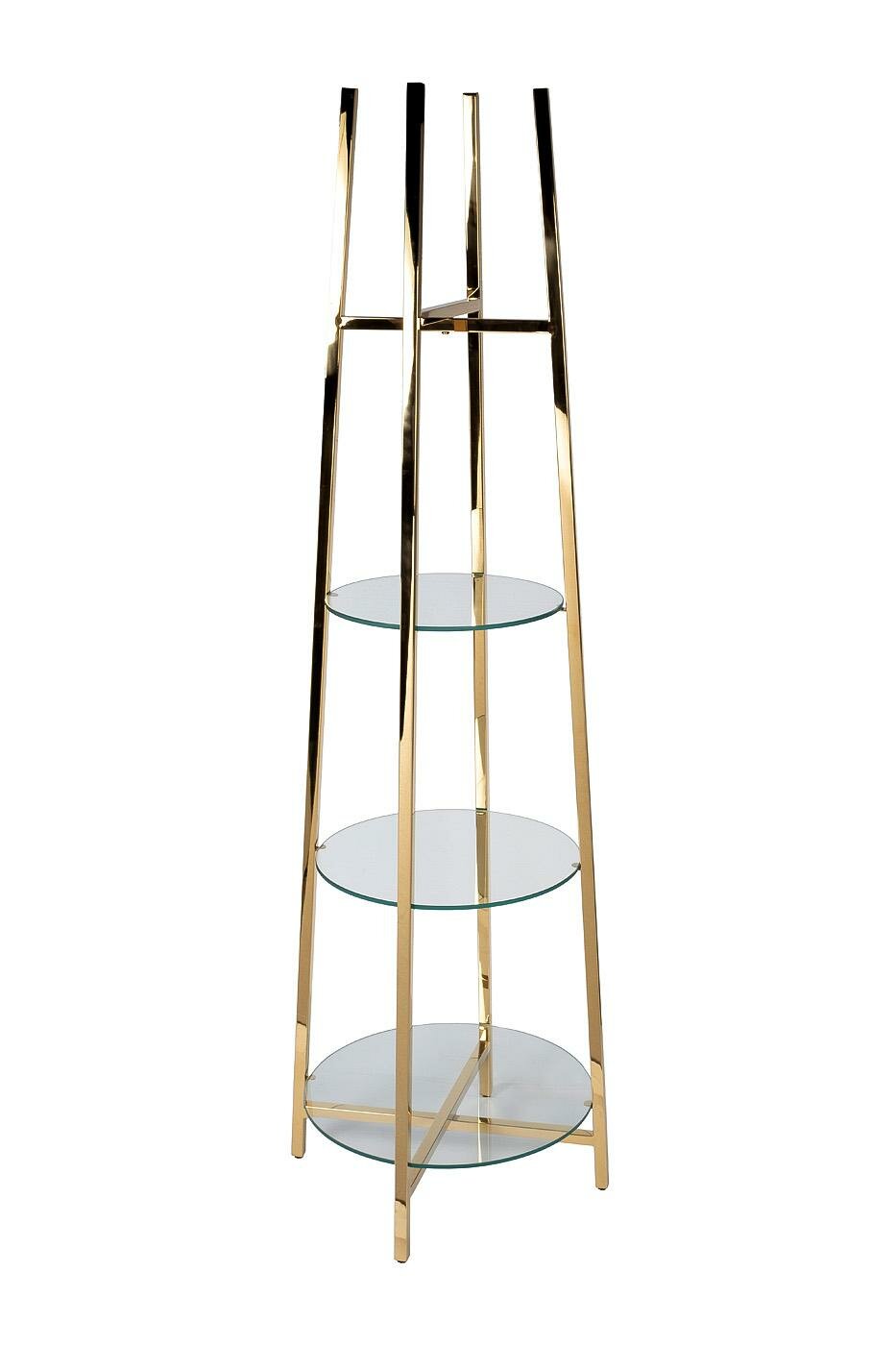 Мебель Garda Decor 47ED-00501 Стеллаж прозр. стекло/золото 53*53*183см арт. 47ED-00501