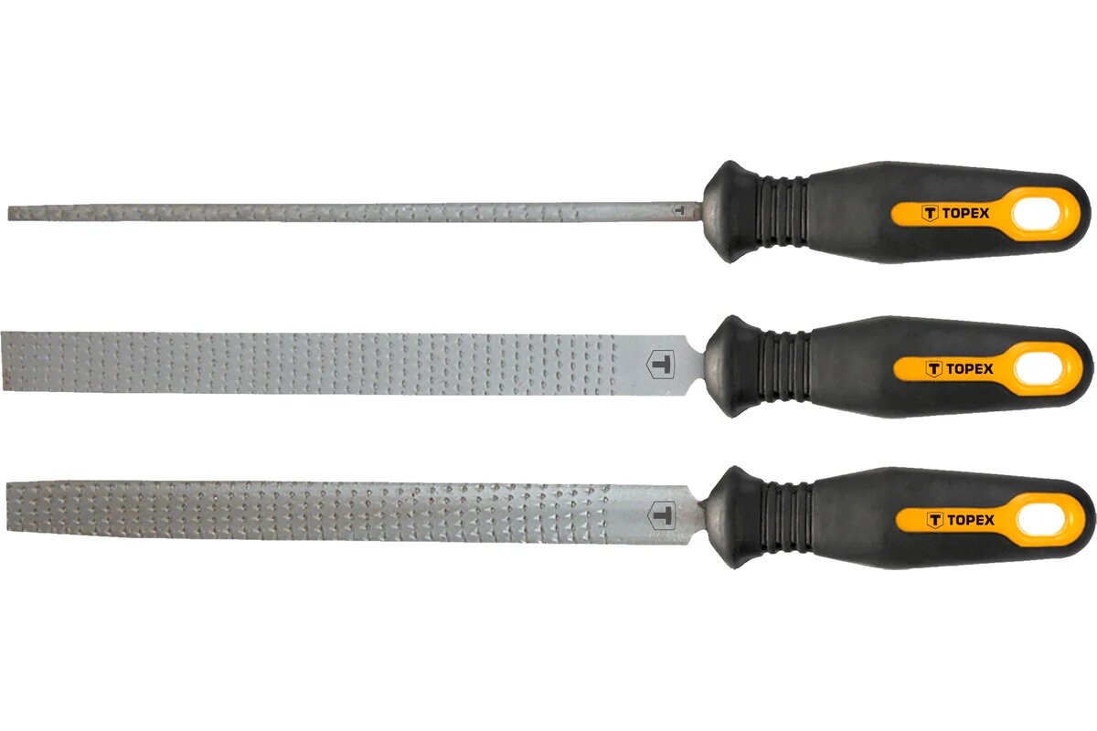 TOPEX набор рашпилей по дереву 200 мм, 3 шт, 06A330, для обработки древесины