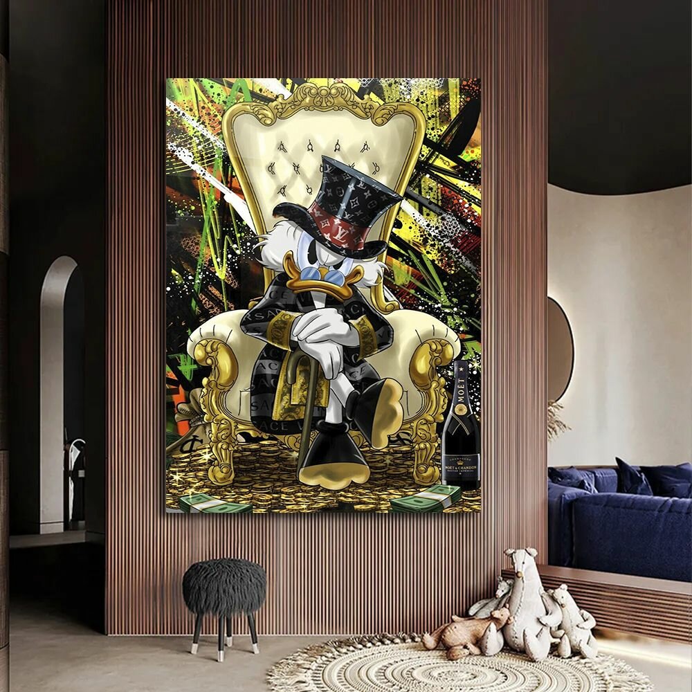 Картина "Дональд Дак с деньгами", холст, на подрамнике, 60x80 см
