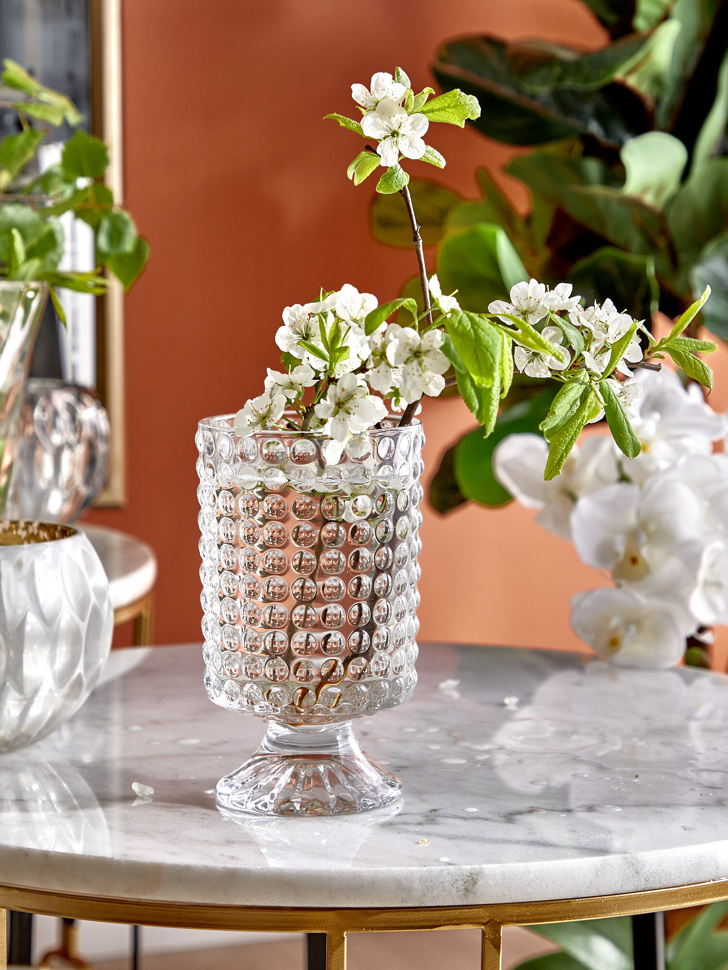 Настольная ваза Glasar 77278, стекло, орнамент, 11 x 11 x 19см