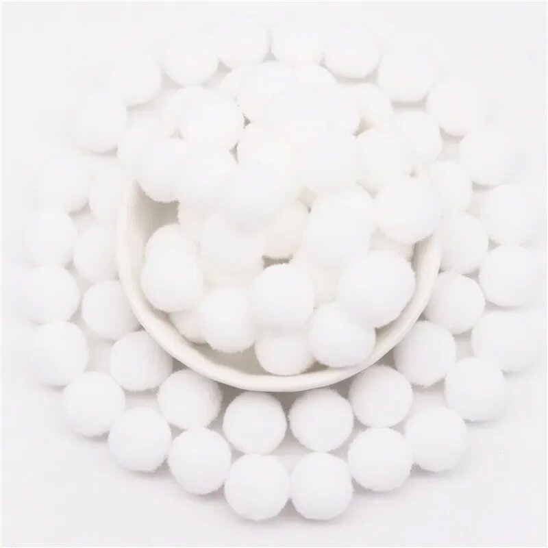 Пушистые помпоны Miss Anne 8-30 мм Белый, 16 white, 25mm 20g 36pcs