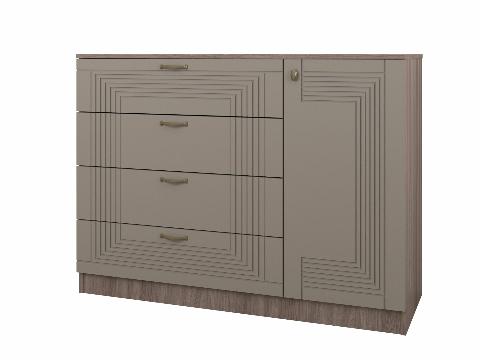 Комод МногоМеб Фараон 120х45х90 МДФ фрезер SF-25 Айрон, корпус ясень анкор темный