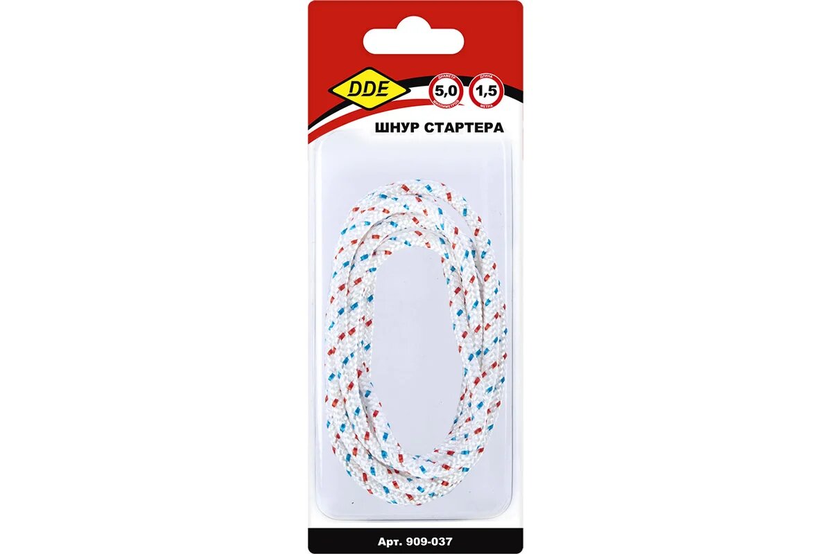 DDE Шнур стартера 5 мм, 1.5 м в блистере, 909-037, запасная часть для стартеров