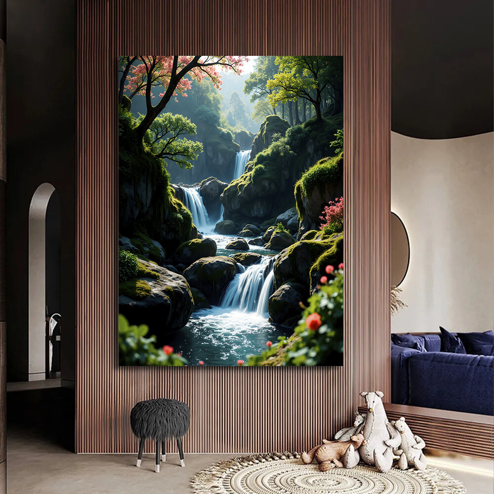 Пейзаж / природа, картина лес / река, 20х30 см, горы, море