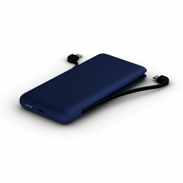 Внешний аккумулятор Boost Charge с интегрированными кабелями Lightning и USB-C, 10000mAh, синий BPB006btBLU