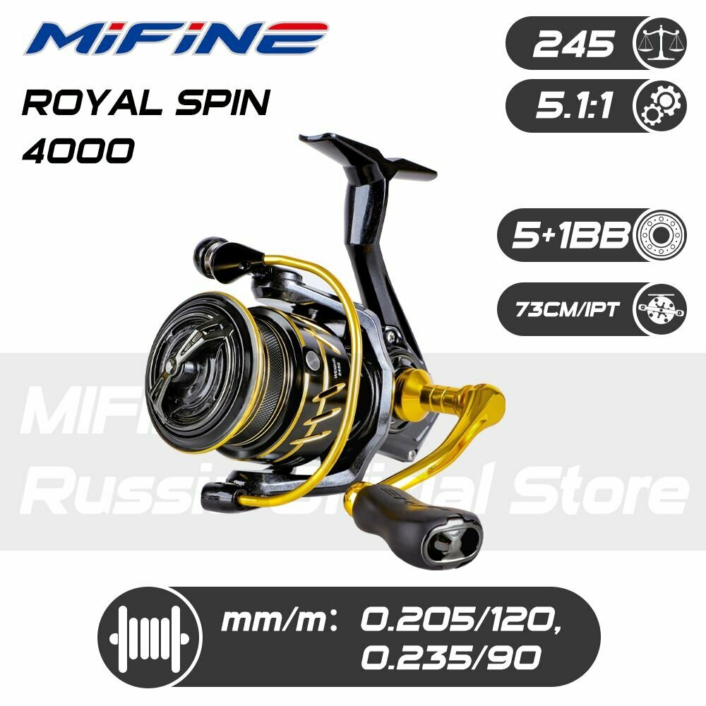 Катушка рыболовная MIFINE ROYAL SPIN 4000F 5+1B