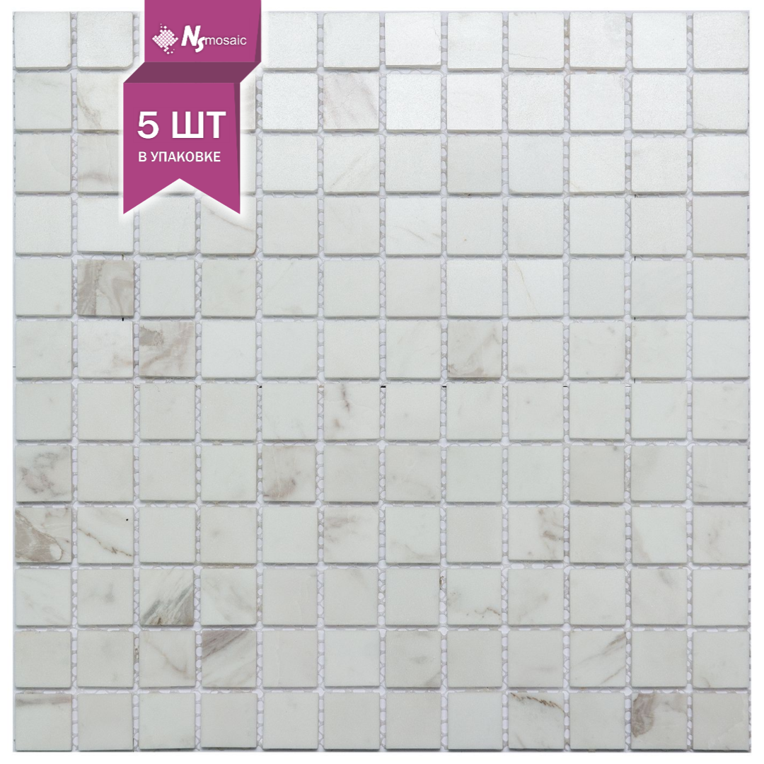 Мозаика из мрамора NSmosaic K-732, белая/серая матовая, 298x298 мм, упаковка 5 шт