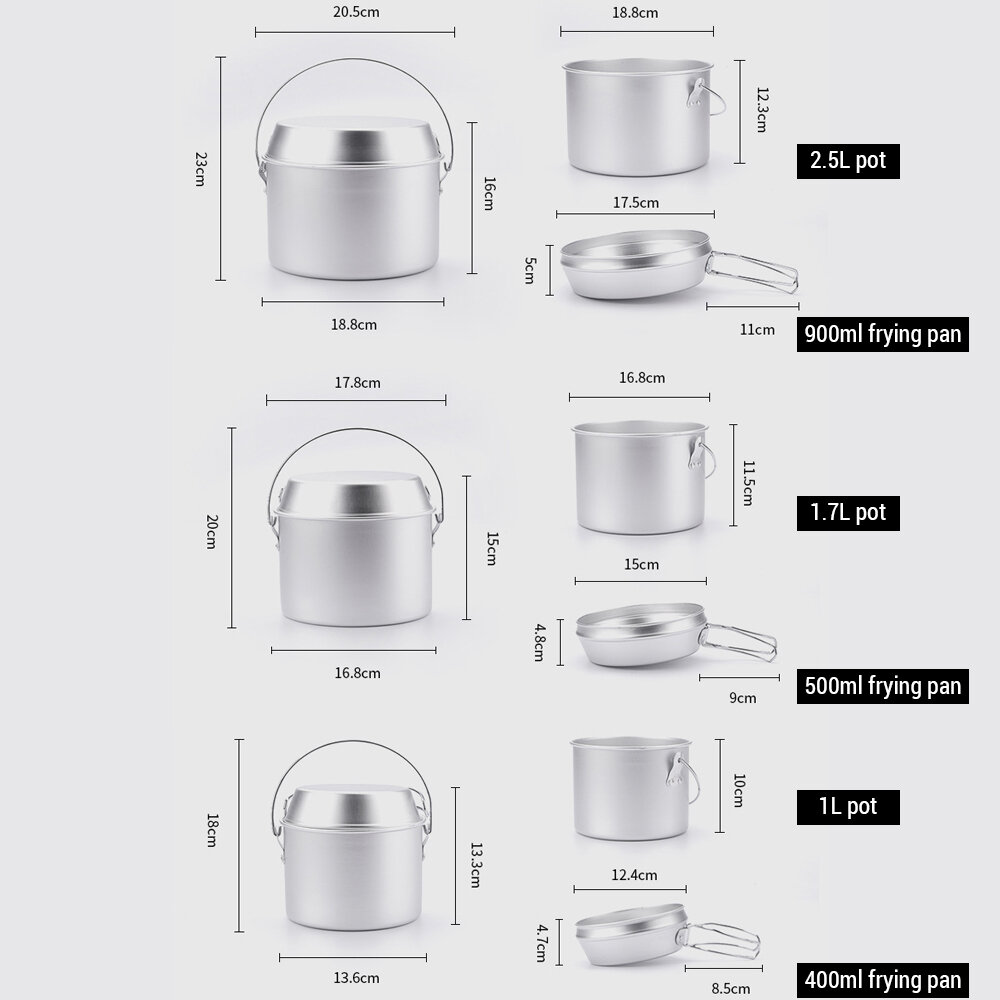 Набор: алюминиевый подвесной котелок и сковорода со складной ручкой