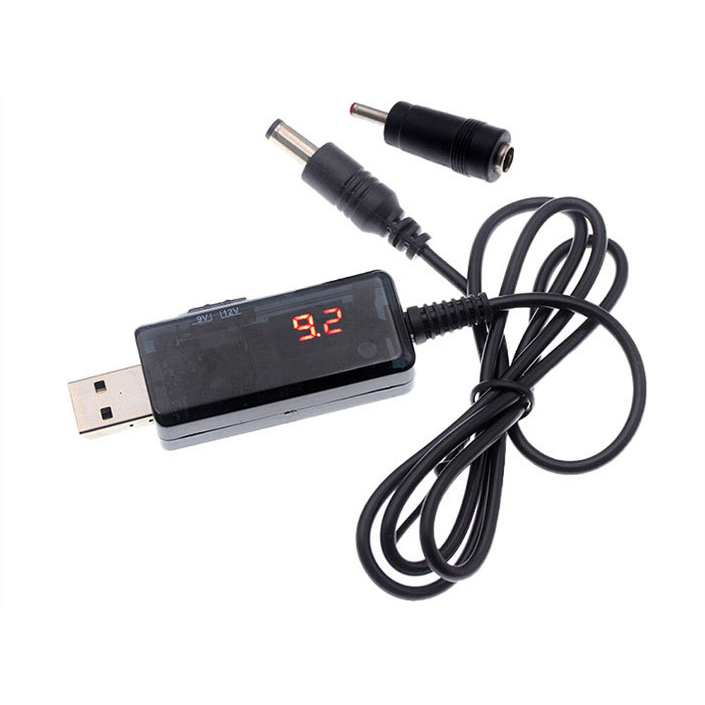 USB-кабель повышающего преобразователя 5 В постоянного тока в 9 В, 12 В, повышающий кабель питания с разъемом постоянного тока 5,5x2,1/2,5 мм, 3,5x1,35 мм, дисплей напряжения для вентилятора маршрутизатора, светодиодная подсветка