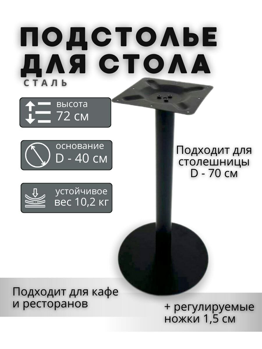 Подстолье для стола металлическое в стиле Loft (опора/ножка барная для кухни Лофт) черное для кафе и ресторанов