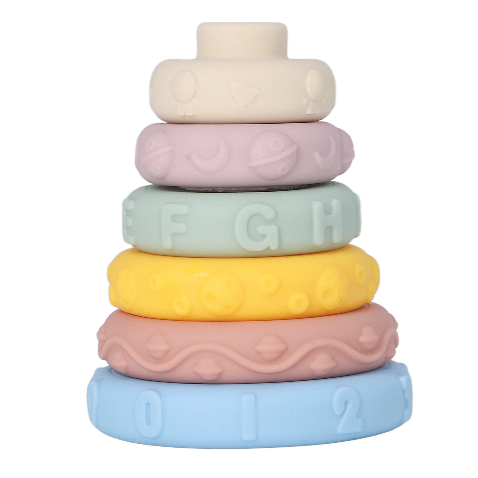 6 предметов детские сенсорные кольца для stacking, развивающие разные формы, мягкие игрушки для детей от 3 лет, пластик, 11.5x9x9см