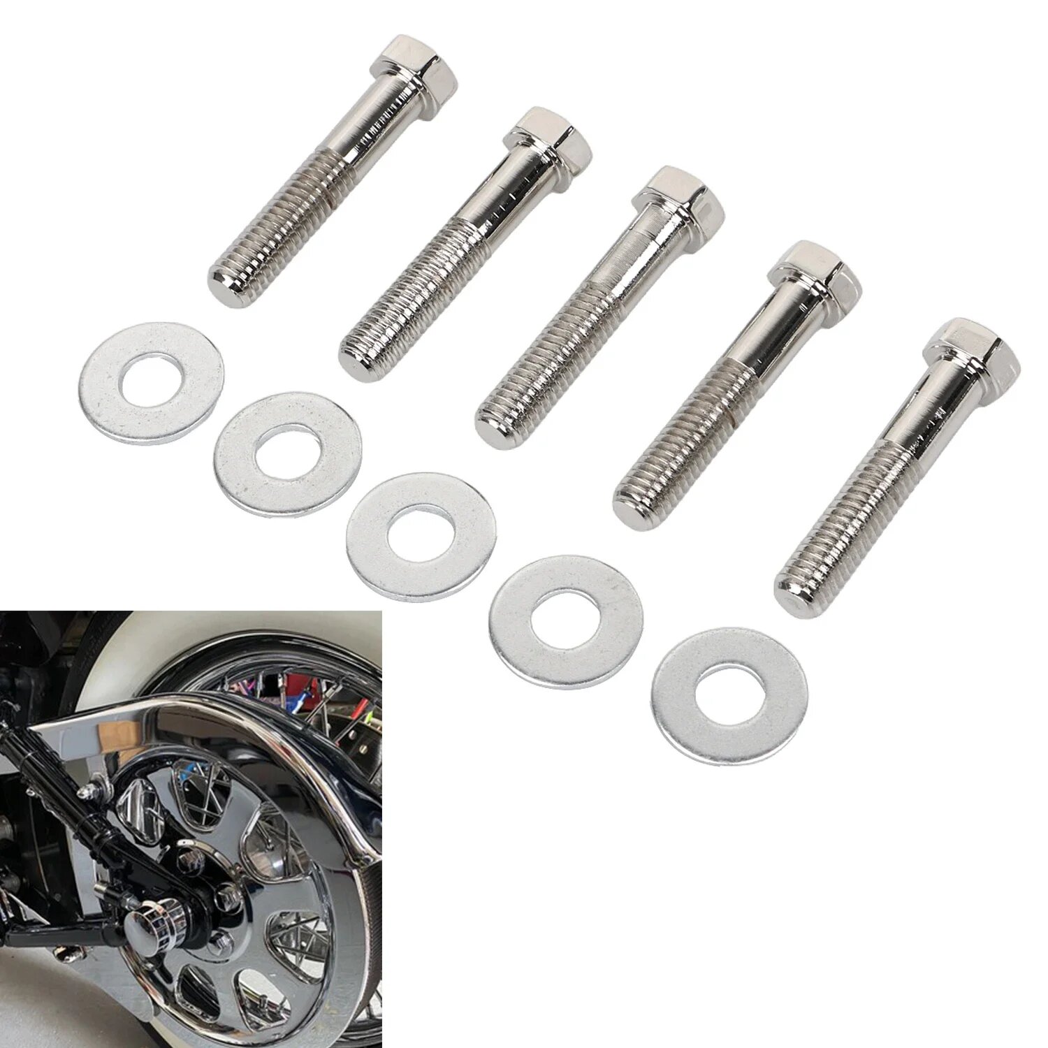 Хромированный болт и шайба заднего звездочки мотоцикла, комплект шестигранных шайб для Harley Softail Fat Boy FLSTF Night Train Dyna Wide Glide Low Rider