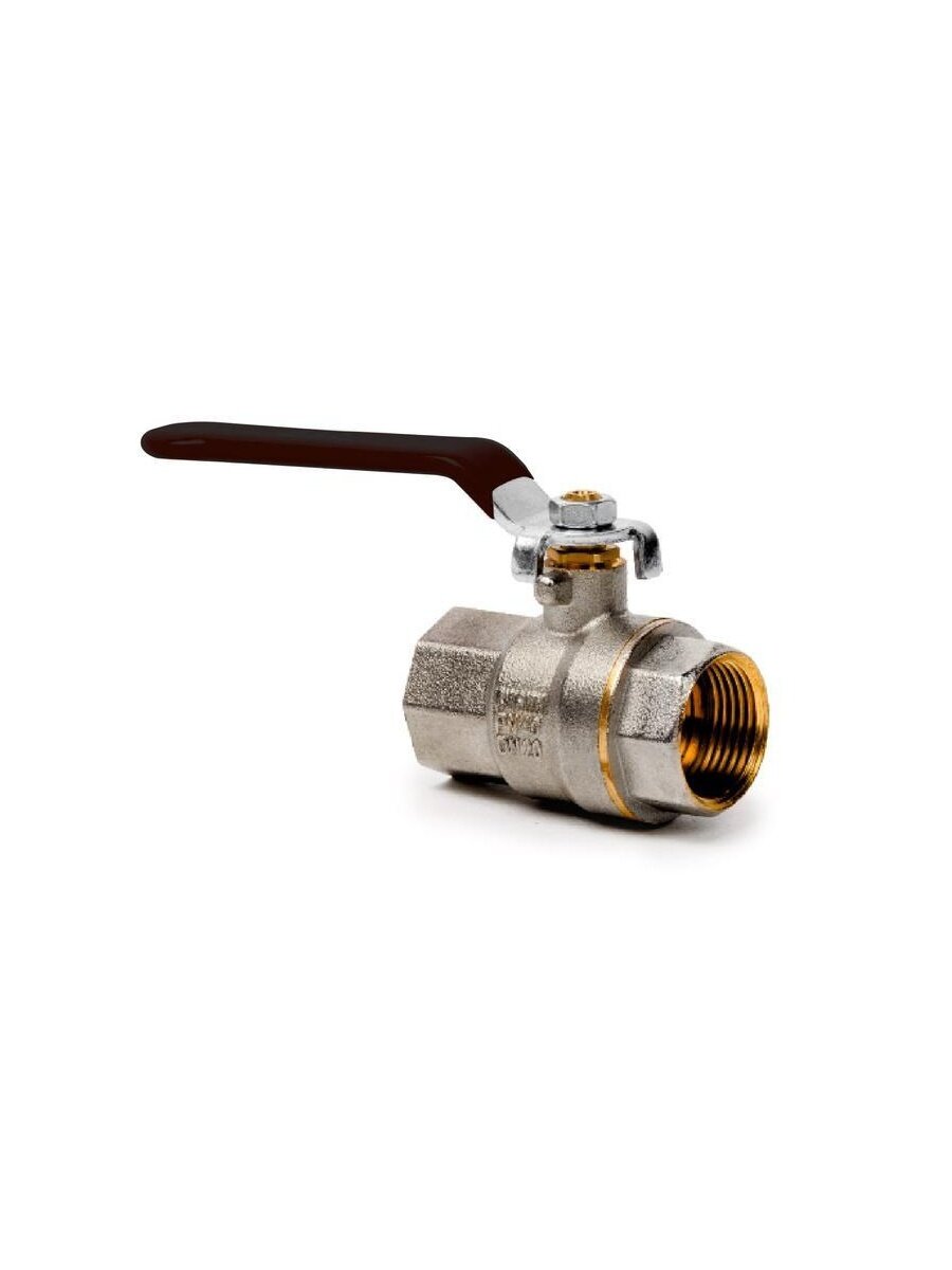 Кран шаровой ручка рычаг латунь внутр./внутр. резьба 1дюйм PN40 никель (инд. упак.) RTP 34876