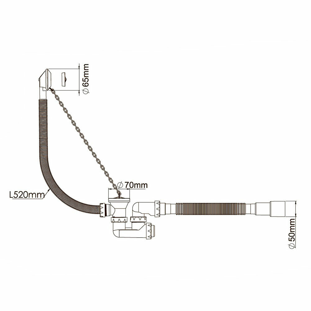 Сифон для ванны, с переливом, с ревизией, с гибкой трубой 40х40/50, Aquanova, 1525(E255)
