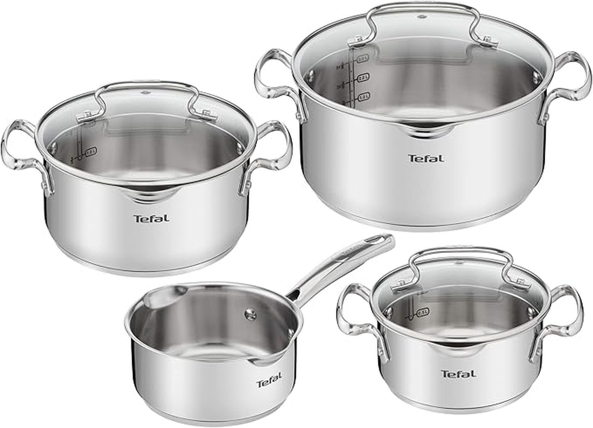 Набор стальной посуды Tefal Duetto+ G719S734 из 7 предметов кастрюли 5 л, 2,9 л, 2 л, 1,5 л