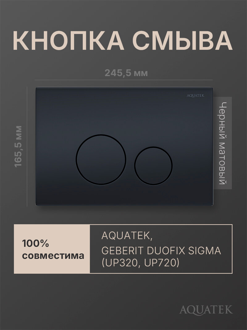 Кнопка смыва для инсталляции Geberit Sigma, Aquatek, черная матовая, круглая
