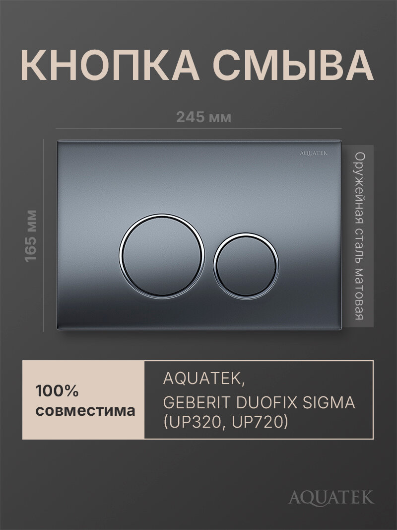 Кнопка смыва для инсталляции Geberit Sigma, Aquatek, оружейная сталь, круглая
