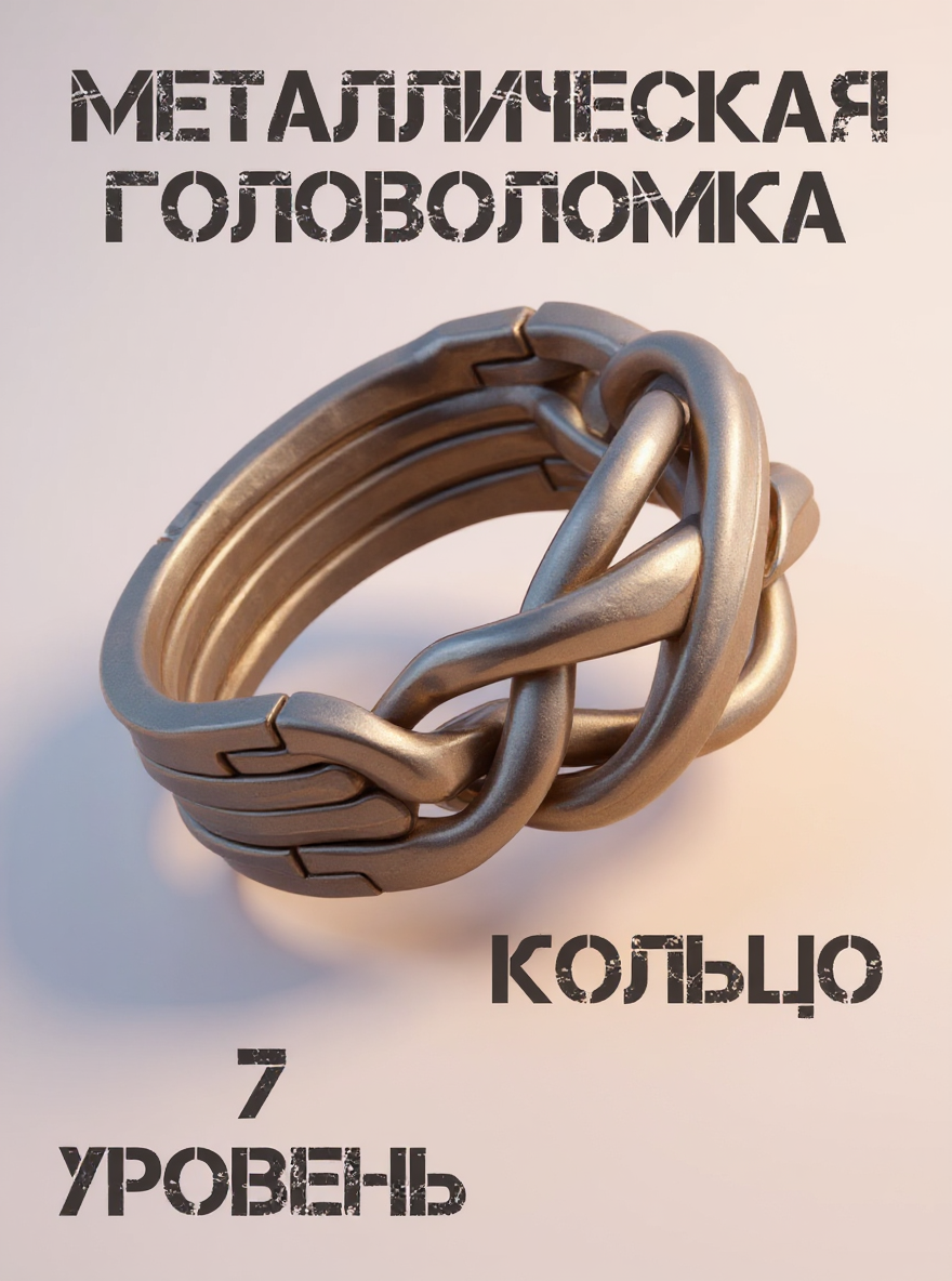 Головоломка металлическая кольцо средний уровень сложности для детей и взрослых
