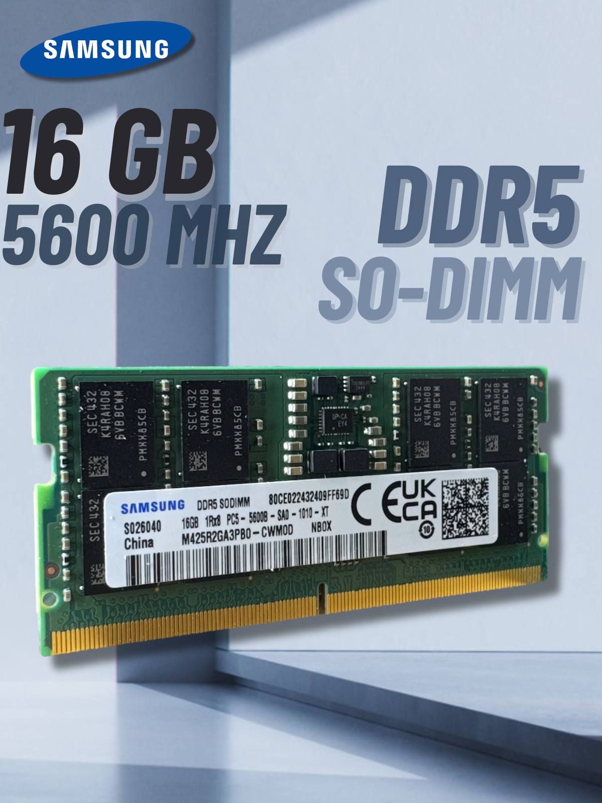 Оперативная память Samsung DDR5 16Gb 1Rx8 PC5-5600B DDR5 SODIMM M425R2GA3PB0-CWM0D 1 шт.