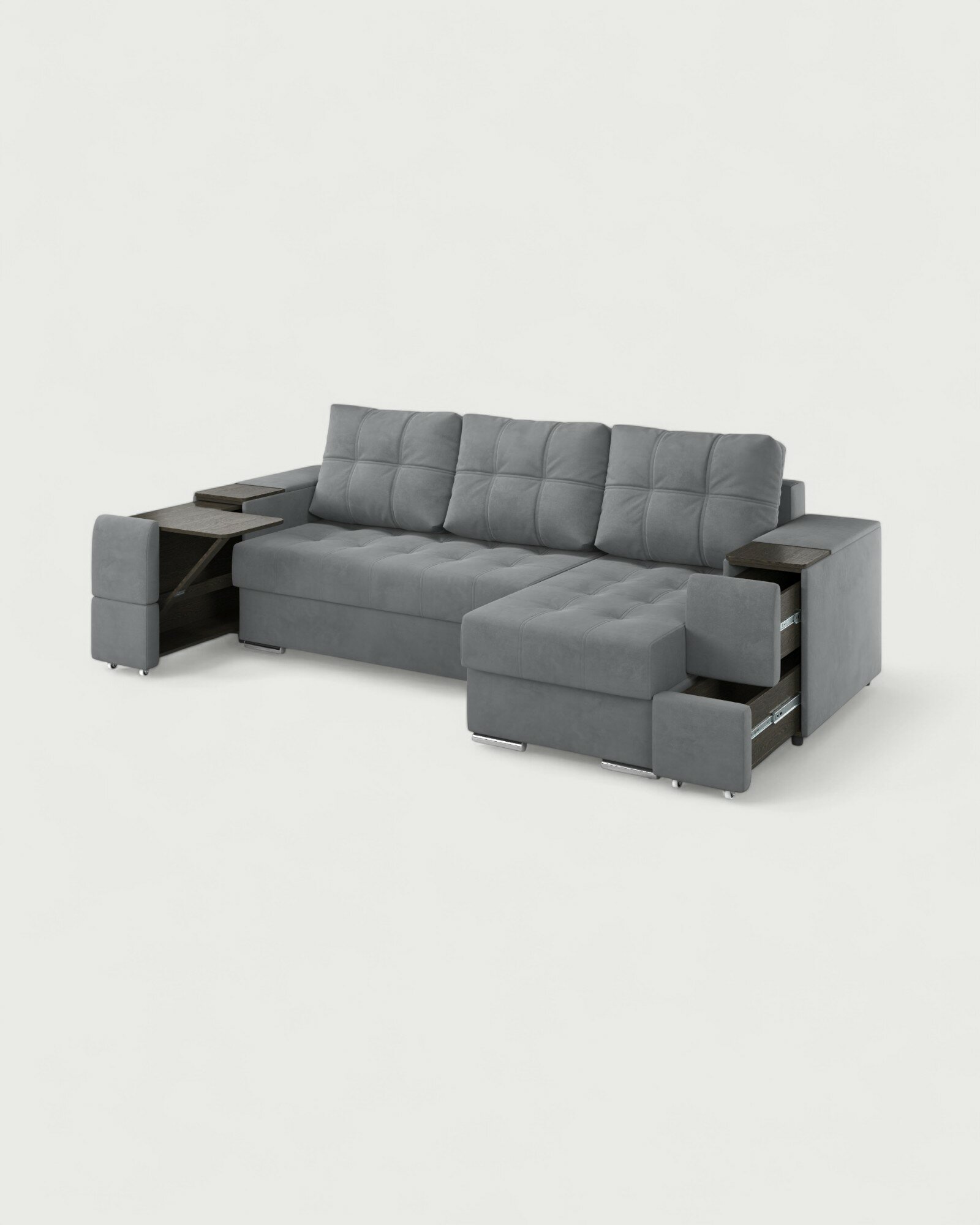 Угловой диван Бруклин, пантограф, независимый пружинный блок, металлический каркас, с журнальным столиком