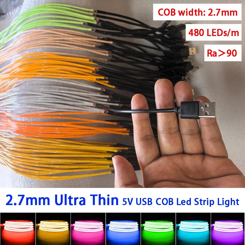 Светодиодная лента KNOW SHINE COB 3000K, 1м, 480leds/м, USB