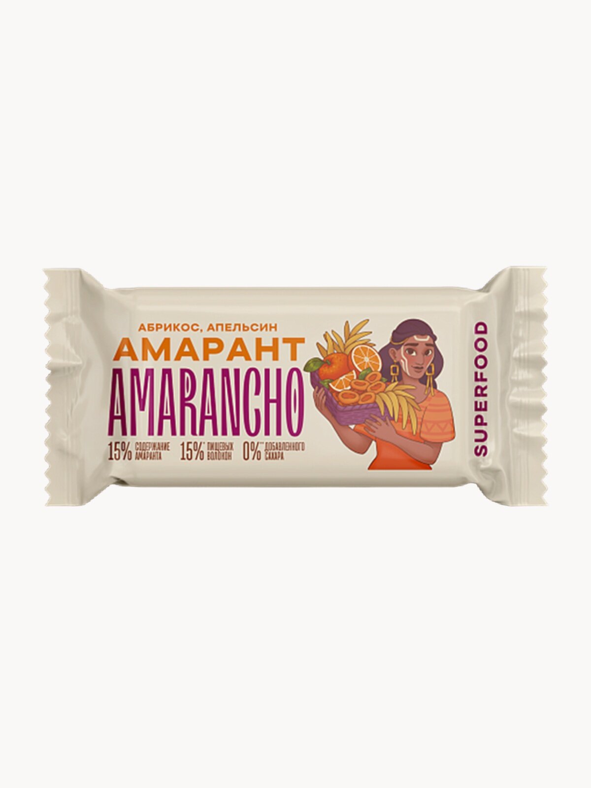 Amarancho Батончики без сахара злаковые Амарант с абрикосом и апельсином , 9 шт х 30 г