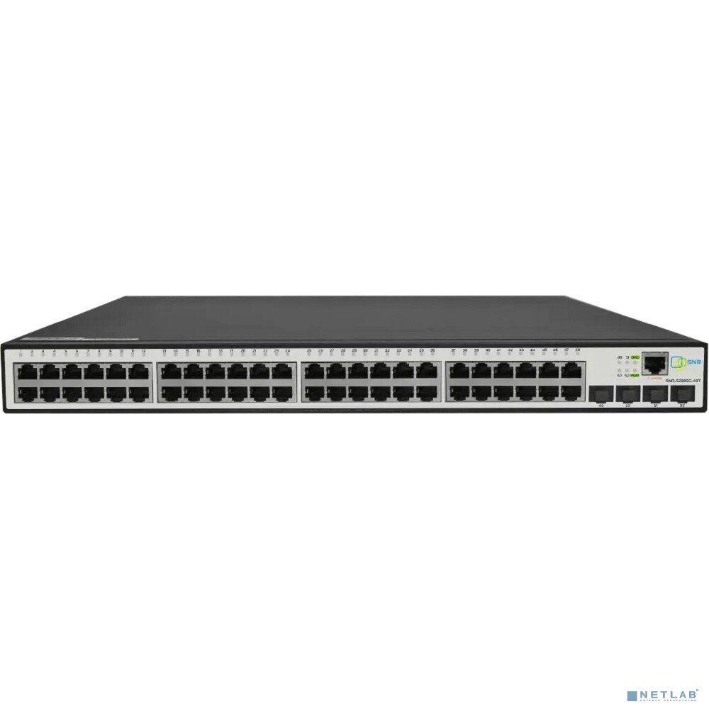 SNR SNR-S2985G-48T Управляемый гигабитный коммутатор уровня 2, 48 портов 10/100/1000Base-T, 4 порта 100/1000Base-X (SFP), встроенный БП ~220V AC