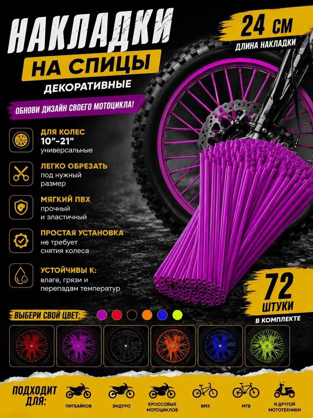 Накладки на спицы мотоциклов и питбайков