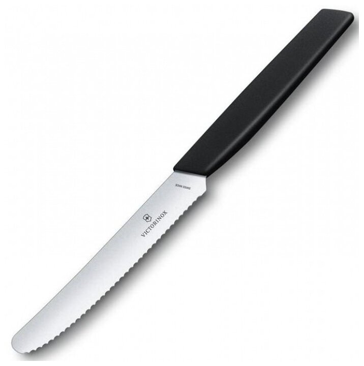 Victorinox Kitchen 6.9003.11W Нож victorinox для чистки томатов и овощей, лезвие волнистое с закруглённым кончиком 11 см, черный
