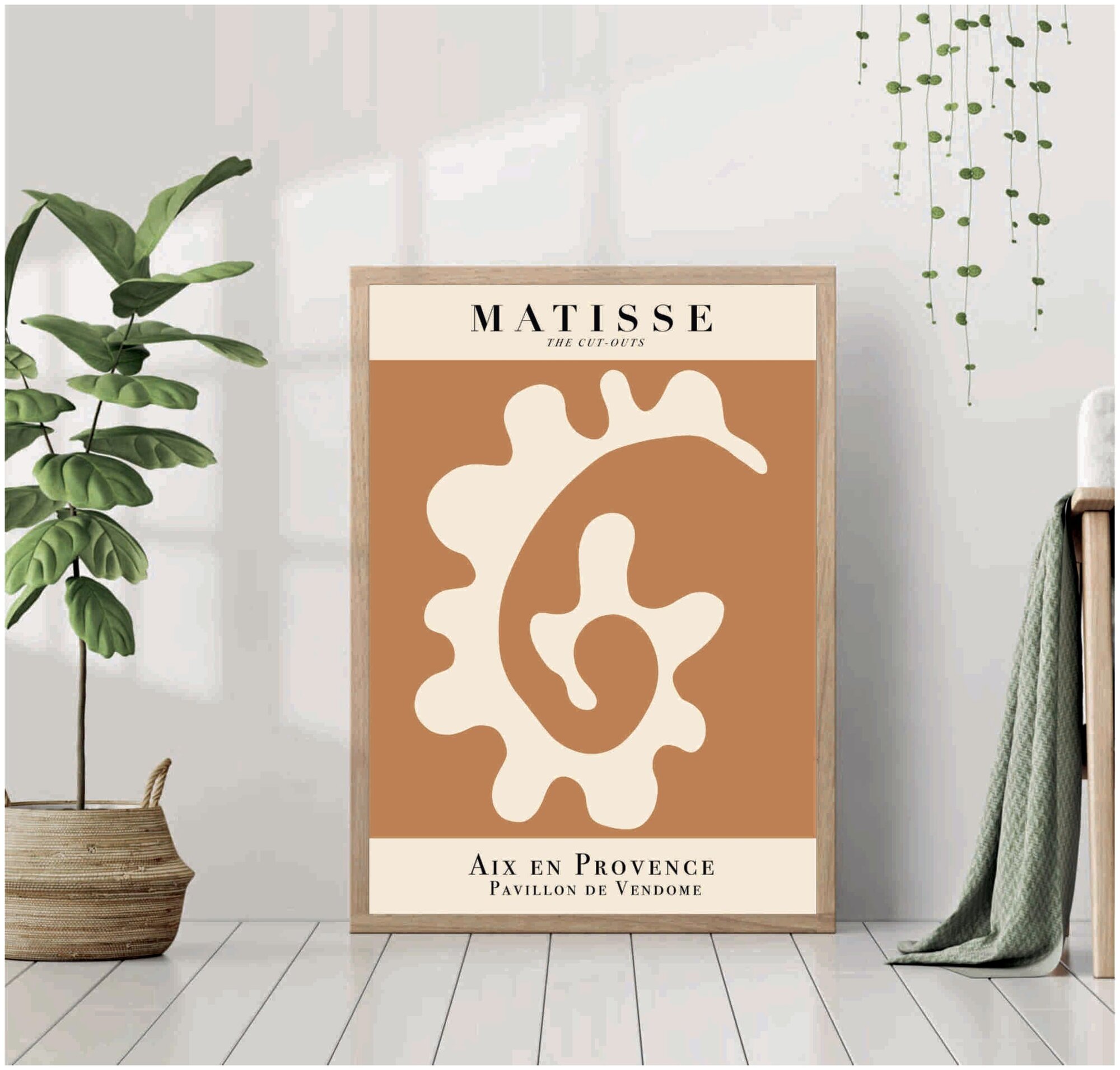 Постер "Анри Матисс абстракция Рисунок на коричневом фоне" 50x70 без рамки на стену для интерьера