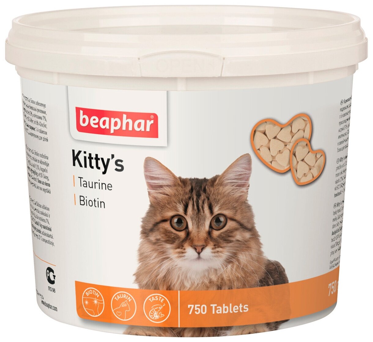BEAPHAR KITTY`S TAURINE BIOTIN витаминизированное лакомство с таурином и биотином для кошек уп. 750 таблеток (1 шт)