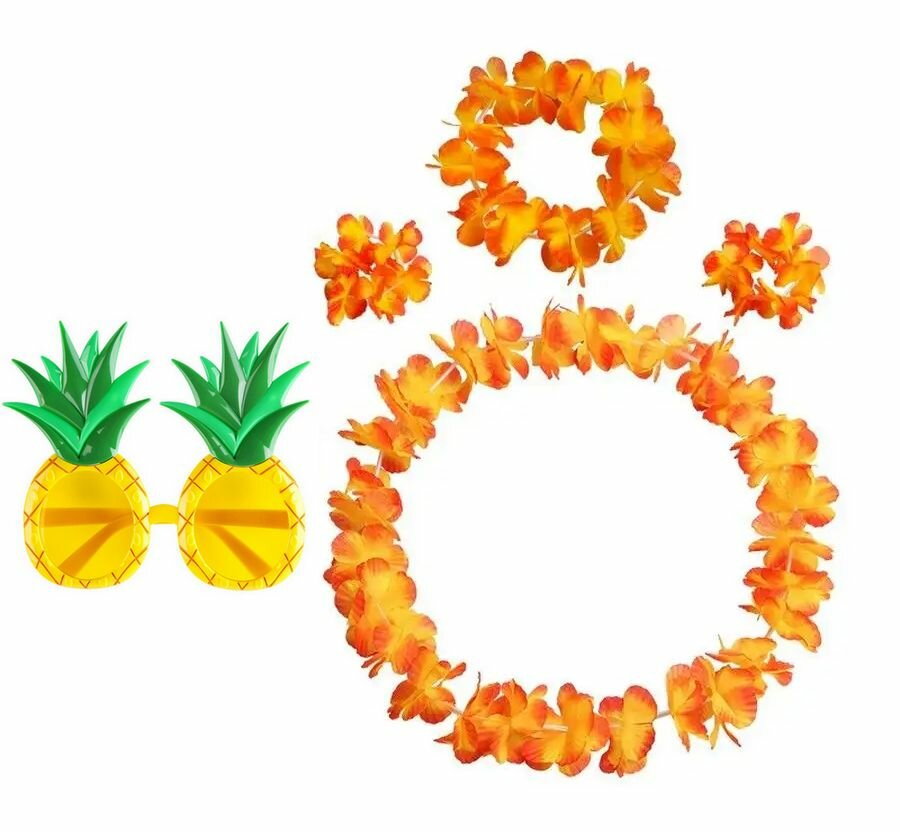Гавайский набор: Гавайское ожерелье и очки Ананас