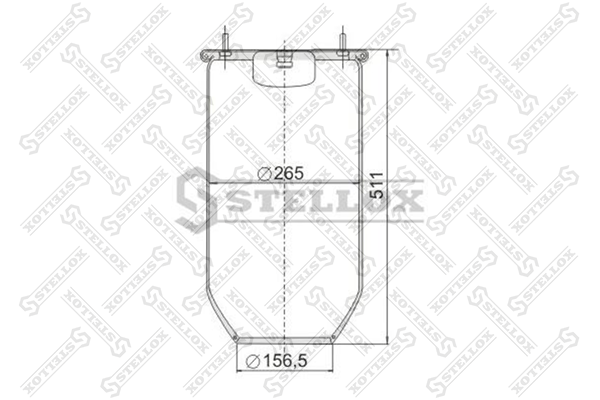 90 08130 SX Пневмоподушка Бренд STELLOX для автомобиля без стак. h511 4шп. M12. 1отв. штуц. M22. Н: 1отв. SAF/Trailor/МАЗ/ROR