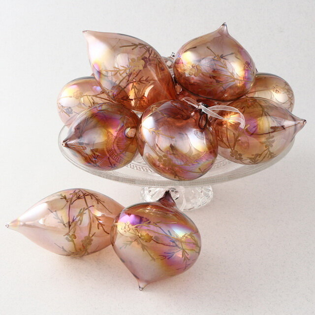 Набор стеклянных елочных игрушек Жемчужная Гавань 8-15 см, 12 шт, подвеска, Koopman, ABR706360-набор