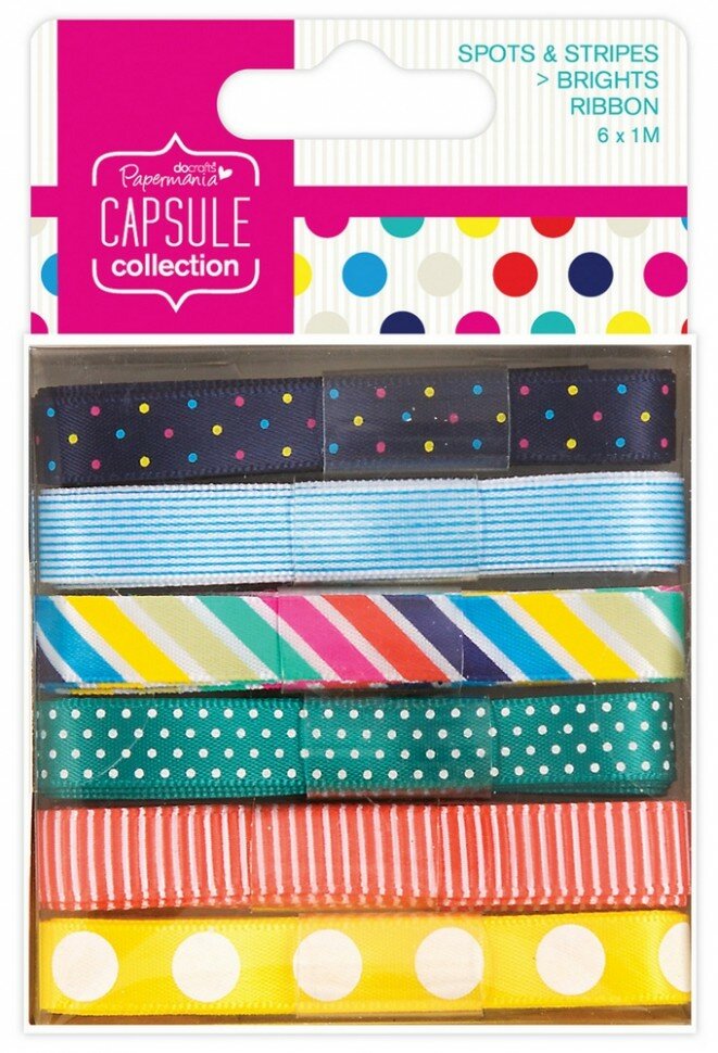 Docrafts PMA367106 Набор лент Spots & Stripes Brights
